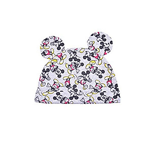 Disney Boy's Mickey Mouse Footed Coverall Bodysuit Creeper with Hat Set, Grey, 6-9 Months