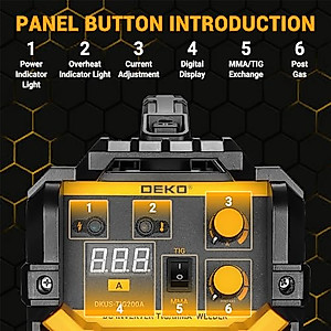 DEKOPRO TIG Welder 200A High Frequency 110/ 220V Dual Voltage Welder Machine, TIG/Stick/Arc 2 in 1 Welding Machine