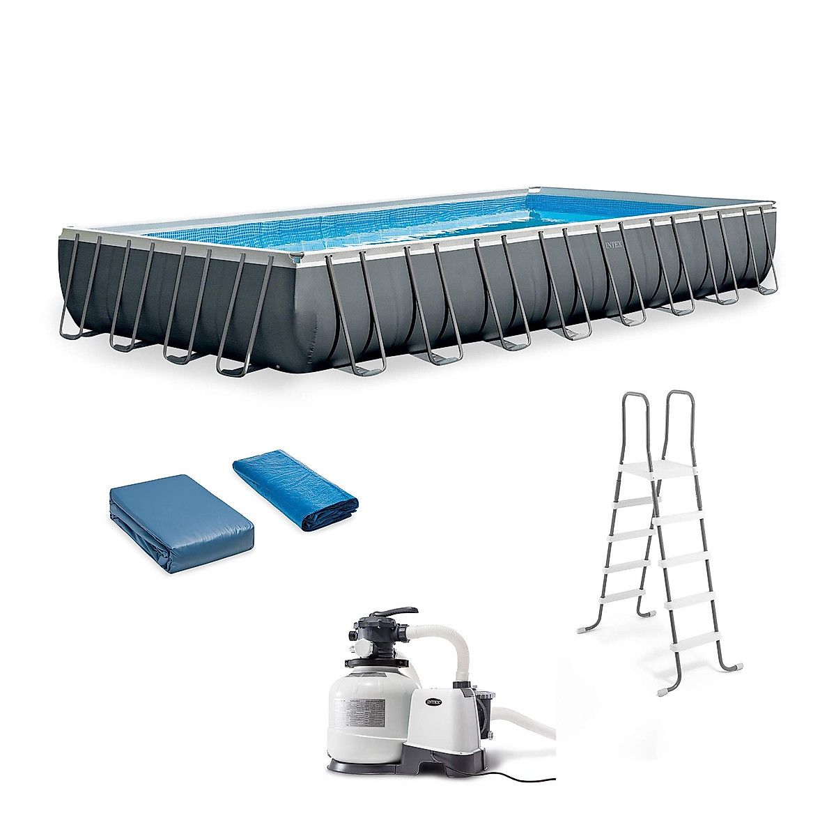 32 ft. x 16 ft. x 52 in. Ultra XTR Rectangular Above Ground Hard Side Swimming Pool Set, Gray