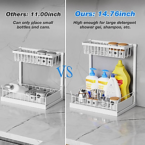 Atorica Under Sink Organizer, Pull Out Cabinet Organizer 2-Tier Slide Out Under Cabinet Storage, Multi-Use Under Kitchen Bathroom Sink Organizers and Storage