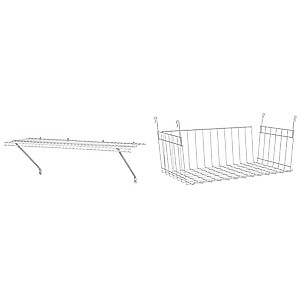 ClosetMaid 1041 Wire Shelf Kit, 4 ft, White & 6222 Hanging Basket for Wire Shelving, White