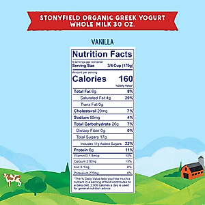 Stonyfield Organic Whole Milk Probiotic Yogurt, Vanilla, 32 oz. – Immunity & Digestive Health