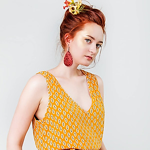 25 Pairs Faux Leather Earrings Teardrop Dangle Earrings Lightweight Leaf Earrings for Valentine's Day (Beautiful Style)