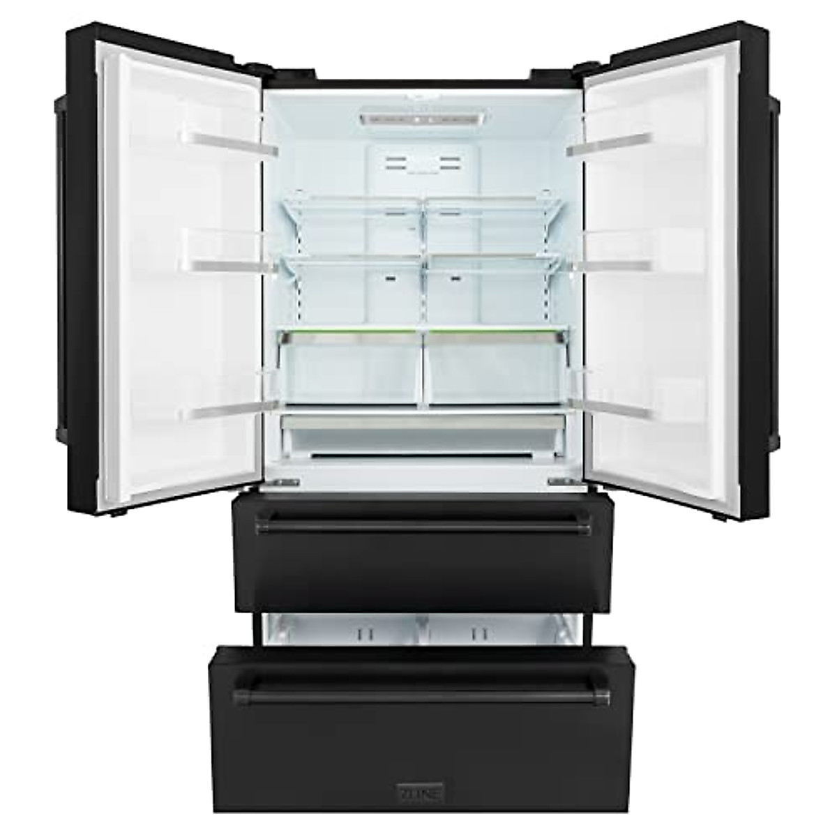 Z Line Kitchen and Bath ZLINE 36 in. 22.5 cu. ft Freestanding French Door Refrigerator with Ice Maker in Fingerprint Resistant Black Stainless Steel (RFM-36-BS)