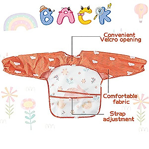 2ooya 5PCS Long Sleeved Baby Bibs Dinosaur Pattern Feeding Bibs Infant Toddler Kids Waterproof Long Sleeved Bibs with Pockets Cloth Stain & Odor Resistant Toddler Bibs for Babies Toddlers, 9-48Months