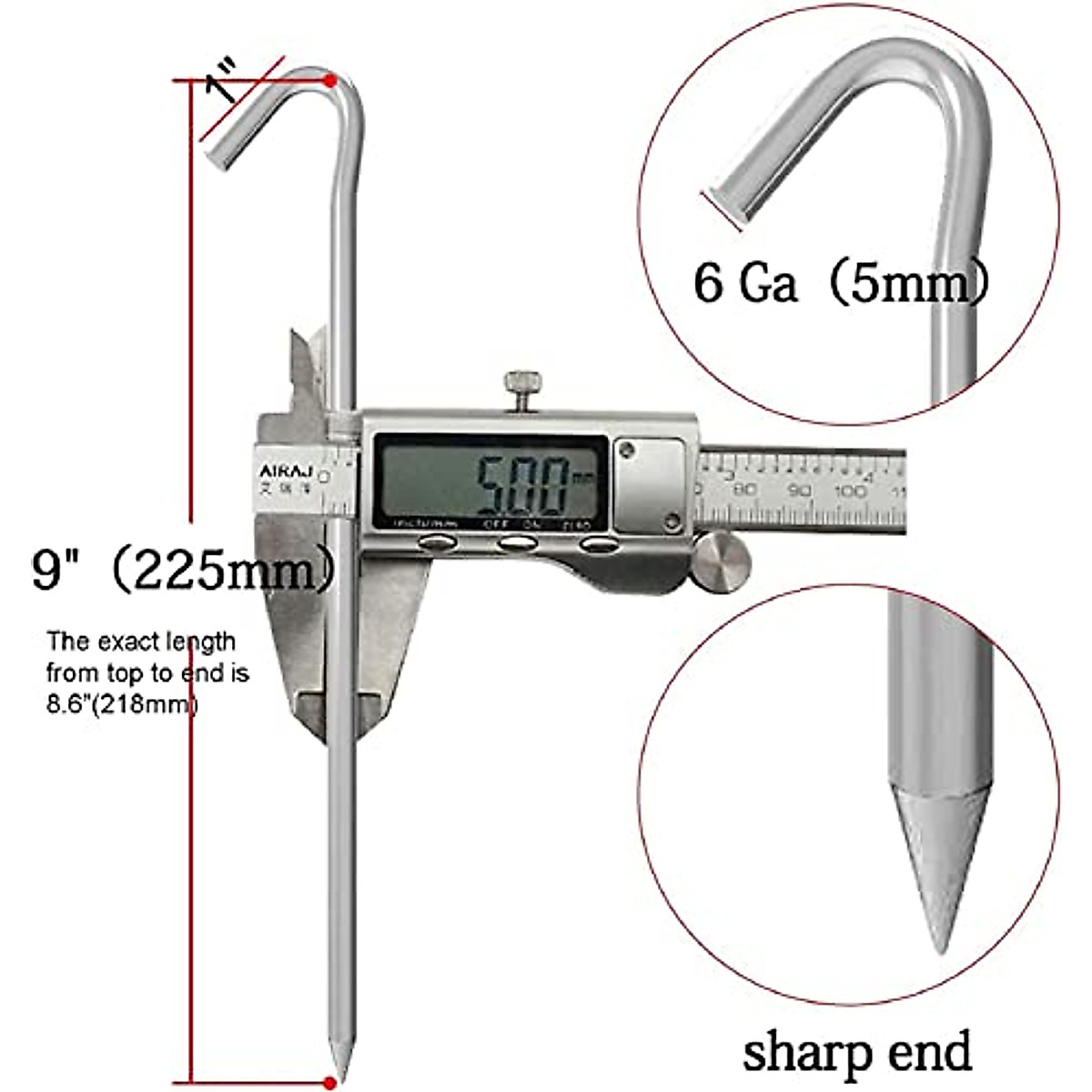 AAGUT Tent Stakes, 25 Pack 9 Inch Camping Tent Pegs, Metal Garden Edging Fence Hooks, Heavy Duty 6 Ga Galvanized Yard Camping Stake for Tarp, Inflatable, Outdoor Christmas Decorations