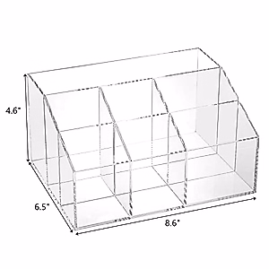 Dicunoy Acrylic Desk Organizer, Clear Stationary Pen Holder for School, 7 Compartments Pencils Storage Rack for Classroom, Artist, Student, Office, Craft Room Supplies Organization