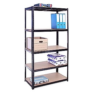 Garage Shelving Units: 71 x 35 x 18 inches | Heavy Duty Racking Shelves for Storage - 1 Bay, Black 5 Tier (400 lbs Per Shelf), 2000 lbs Capacity | for Workshop, Shed, Office | 5 Year Warranty