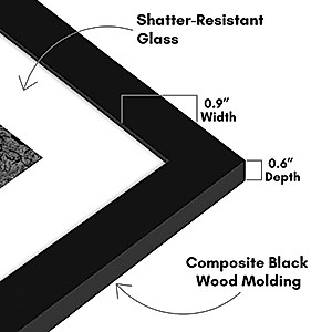 Americanflat 12x16 Picture Frame in Black - Displays 8x12 with Mat or 12x16 Without Mat - Engineered Wood & 8x10 Picture Frame in Black - Displays 5x7 with Mat and 8x10 Without Mat - Engineered Wood