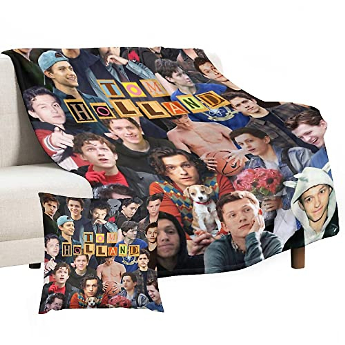 Throw Blanket & Pillow Cover Ultra Soft Fleece Blanket Set Cozy Air Conditioner Blankets Warm Gifts Blanket for Bed Couch Sofa Bedroom 40"X50"