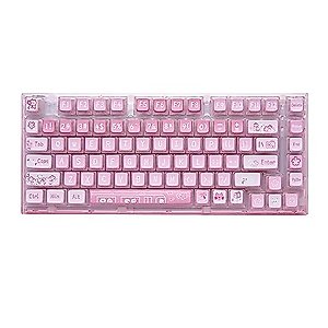 YUNZII X75 PRO 82 Key Wireless Hot Swappable Mechanical Gaming Keyboard with Transparent Keycaps,BT5.0/2.4G/USB-C, Gasket Mount Keyboard,for Windows/Mac (Crystal White Switch, Wireless-Pink)