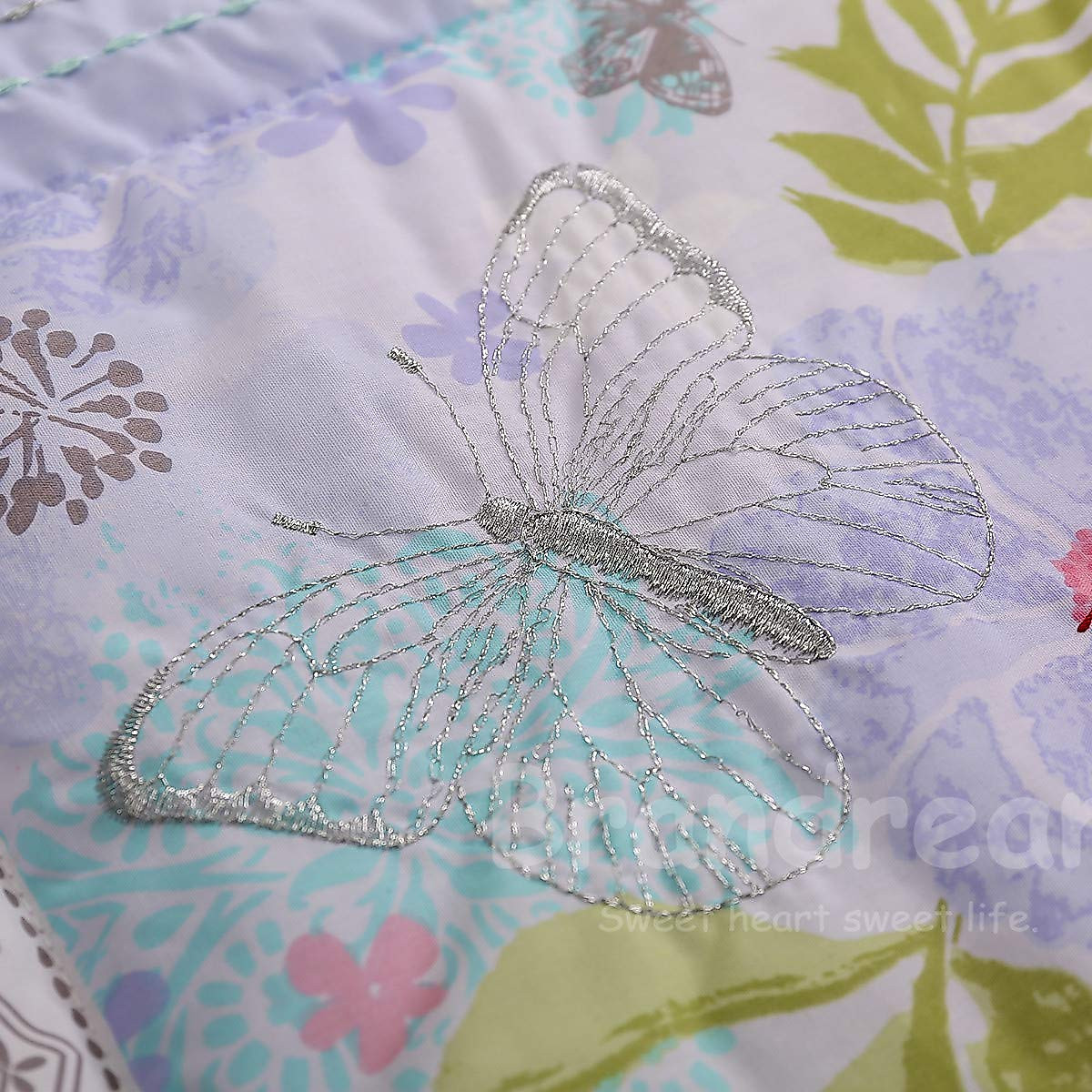 Brandream Baby Girl Purple Butterfly Crib Bedding Set Sweet Nursery Bedding 3 Piece Farmhouse Comforter Set,Fitted Sheet, Crib Skirt