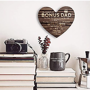 Stepdad Gift Wood Sign, Stepdad Gift for Birthday, Gift Wood Plaque Heart, Unique Gift Idea for Bonus Dad, Heart Wood Sign, Bonus Dad Plaque, Meaningful Gifts for Stepdad, Father's Day, Christmas