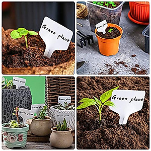 100Pcs Plastic Plant Labels, T-Type Tags Waterproof Re-Usable Nursery Garden Label for Flower Vegetables Herb Signs, White