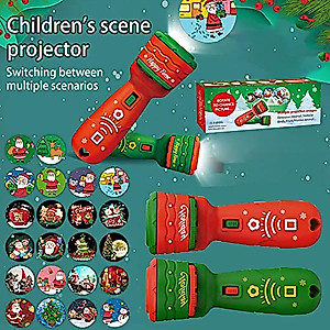 LELEBEAR 2 Packs Slide Projector Torch Projection Light, Flashlight Projector for Bedtime, Christmas Education Learning Gifts (2 Packs)