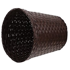 Healvian Home Decor Woven Waste Basket Paper Wicker Trash Can Round Wastebasket Garbage Bin for Bathroom Essentials Sundries Laundry Storage Basket Coffee Laundry Basket