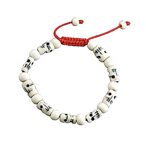 Tibetan Mala Carved Yak Bone Skull Wrist Mala/ Bracelet for Meditation BM-24