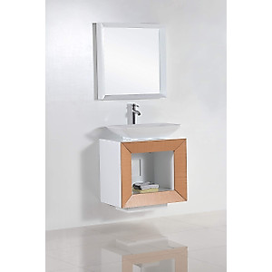 Fine Fixtures Maxi 24" Wall Mounted Bathroom Vanity Set Elm Veneer with Vessel Sink