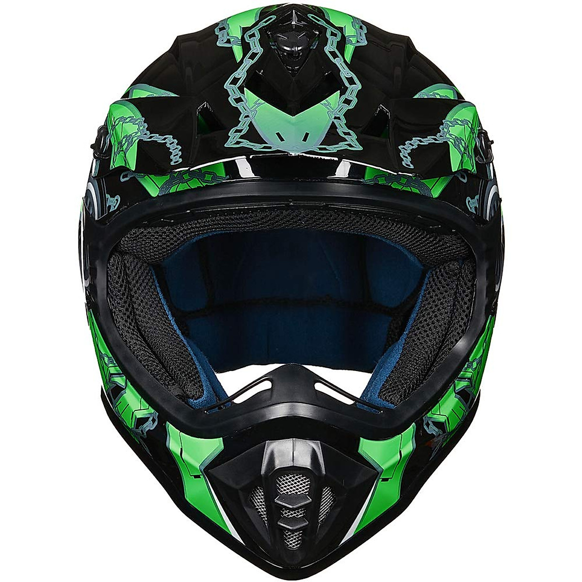 ILM Youth & Kids Dirt Bike Helmets Motocross ATV Dirtbike BMX MX Offroad Full Face Motorcycle Helmet, DOT Approved Model 128YS (Green Black, Youth-Large)