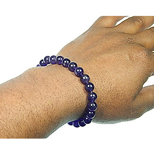 Myhealingworld Natural Amethyst Gemstone Bracelet Round 8mm Beaded Bracelet February Birthstone Wristband Balancing Stretch Wristlet for Men Women