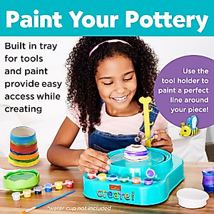 Faber-Castell Pottery Studio - Kids Pottery Wheel Kit for Ages 8+, Complete Pottery Wheel and Painting Kit for Beginners, 3 lbs of Sculpting Clay , Blue