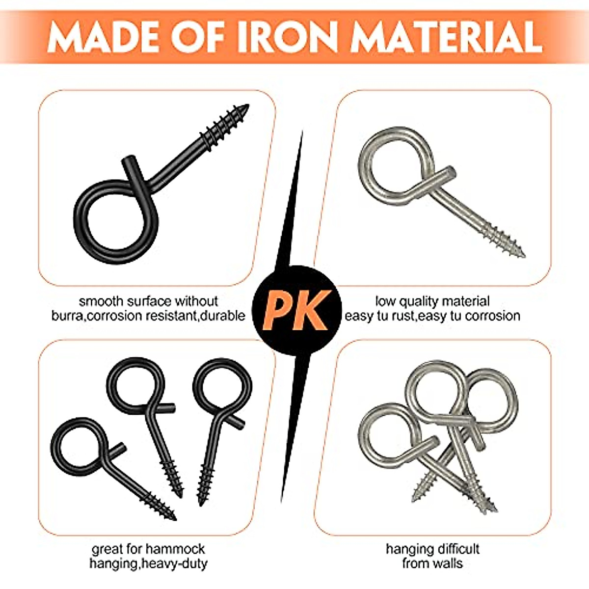 Hanger Christmas Lights Hanger Hooks Screw-in Outdoor Wiring, Easy Release Open Loop with Safety Buckle Design (Black,12 Pieces)