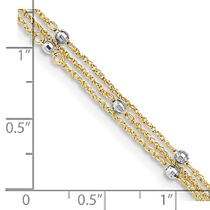 IceCarats 14K Two Tone Gold Triple Strand 9 inch Anklet Summer Beach Foot Ankle Bracelet