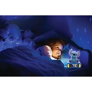 Lexibook, Disney Stitch, Stitch Nightlight Alarm Clock, Sounds and Melodies, LCD Backlit Screen, Luminous, Snooze, Blue, RL800D