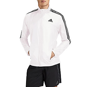 adidas Men's Marathon Jacket 3-Stripes, White/Black, Medium