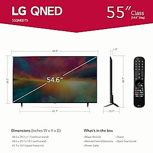 LG QNED75 Series 55-Inch Class QNED Mini-LED Smart TV 55QNED75URA, 2023 - AI-Powered 4K TV, Alexa Built-in, Black