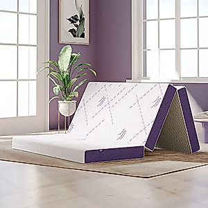 TeQsli Folding Mattress Full Size, 4-Inch Foldable Mattress, Tri-Fold Gel Memory Foam Mattress with Washable Cover, Portable Mattress for Traveling, Camping, Guest Bed