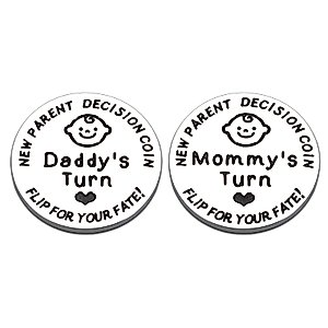 New Parent Decision Coin Gift for First Time Mom Dad Mummy to Be Funny New Baby Gift for Couple Pregnancy Mommy Mothers Fun Christmas Birthday Present Family Gathering Charm Double-Sided