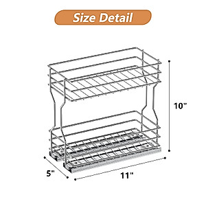 ROOMTEC Pull Out Cabinet Organizer 14" W x 18" D, Kitchen Cabinet Organizer and Storage 2-Tier Cabinet Pull Out Shelves Under Cabinet Storage for Kitchen Chrome