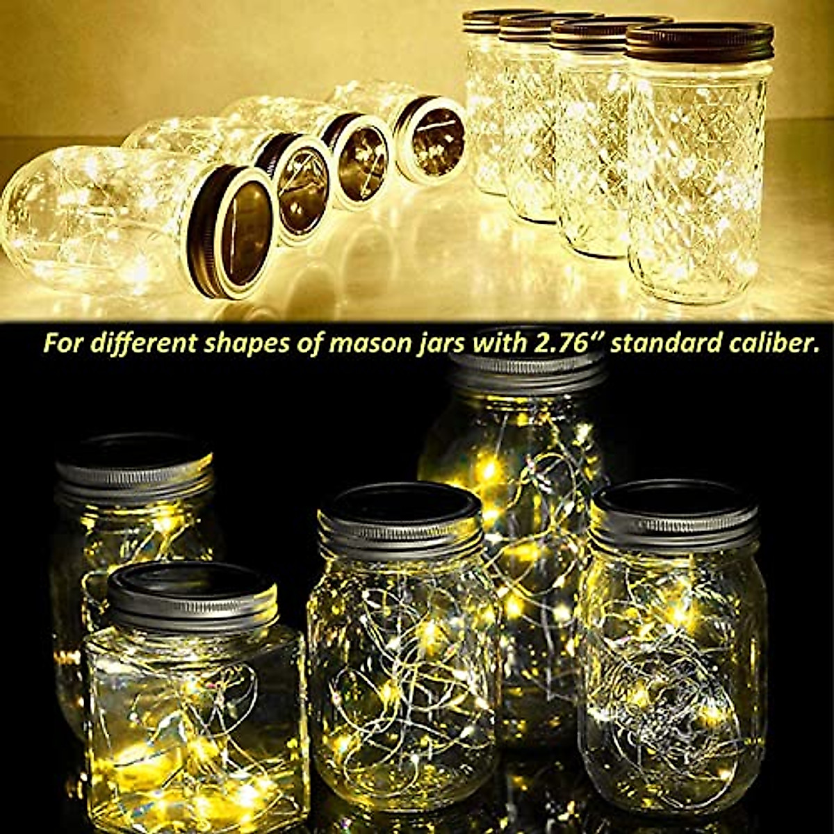 Dracarys 3 Pack Mason Jar Solar Lights Lids – Solar Fairy Lights for Mason Jar(NO Jars) - Festival Garden Patio Porch Backyard Wedding Party Decor LED Solar Mason Jar Lid – (Warm White)