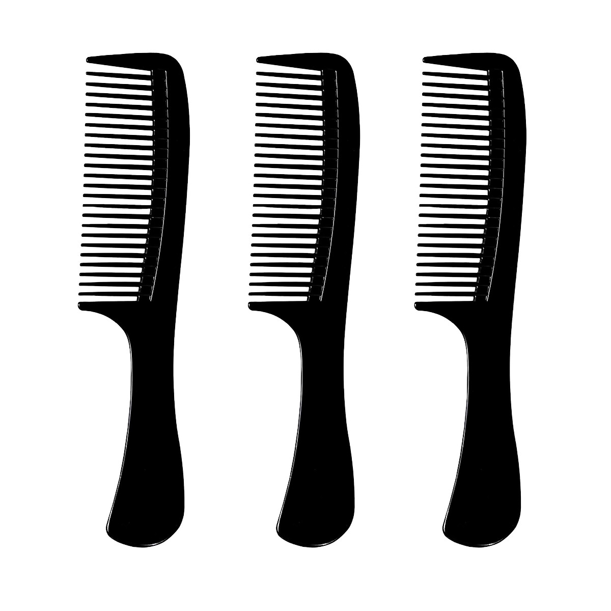 Large Wide Tooth Paddle Comb for Detangling Wet or Dry Hair 8.5-inch Round Handle Styling Combs - Pack of 3 for Men, Women and Kids - Long, Straight, Wavy, Curly and Coarse Hair