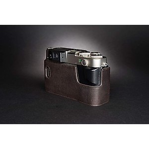 Contax G2 Case, BolinUS Handmade Genuine Real Leather Half Camera Case Bag Cover for Contax G2 Camera with Hand Strap (Coffee)