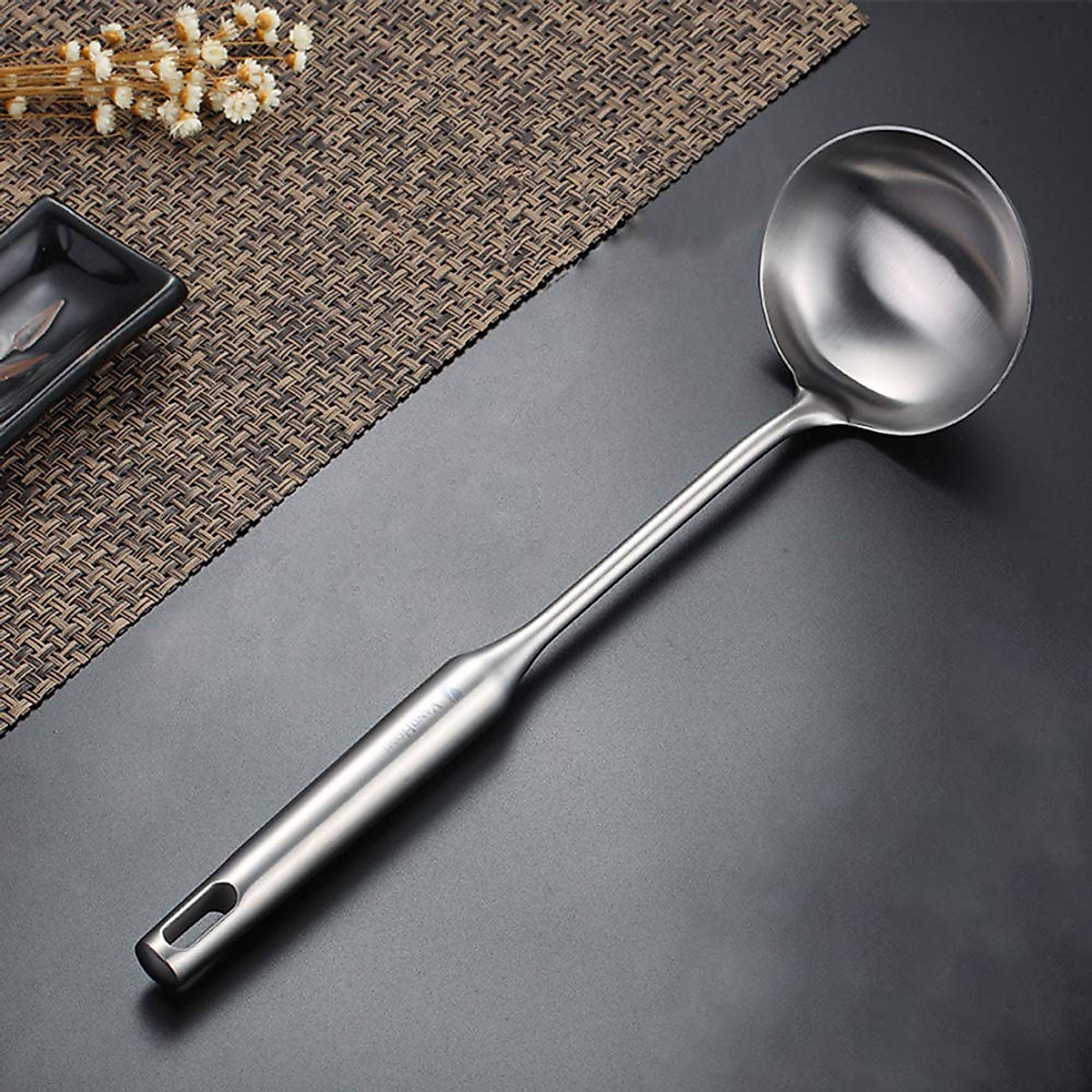 TBWHL Metal Soup Ladle 304 Stainless Steel Gravy Sauce Ladle with Long Handle for Kitchen 13.4"