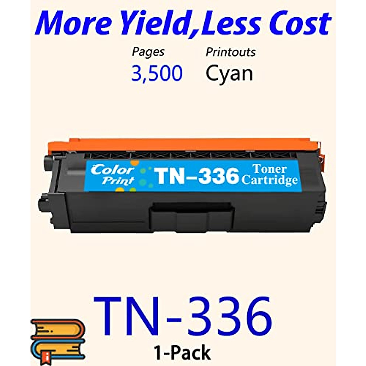1-Pack ColorPrint Compatible TN336 Cyan Toner Cartridge High Yield Replacement for Brother TN-336 TN336C TN336 TN331 Work with HL-L8350CDW MFC-L8850CDW HL-L8350CDWT HL-L8250CDN MFC-L8600CDW Printer
