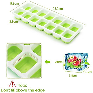 Ice Cube Trays, Silicone Easy-Release and Flexible 14-Ice Trays with Spill-Resistant Removable Lid, BPA Free, Durable and Dishwasher Safe, 2 Pack