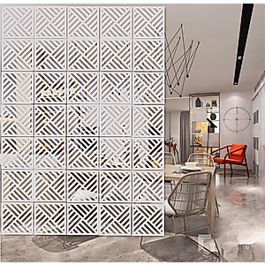 BMIDRUT 12Pcs/Set Hanging Room Divider White DIY Panel Screens Partition Wall Dividers Room Decorative with All Accessories 11.4x11.4 Inch (M6)