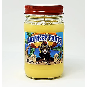 Monkey Farts Candle ~ Premium All Natural Soy Candle ~ Mason Jar Candle ~ Funny Candle with Amazing Scent (16oz Mason Jar)