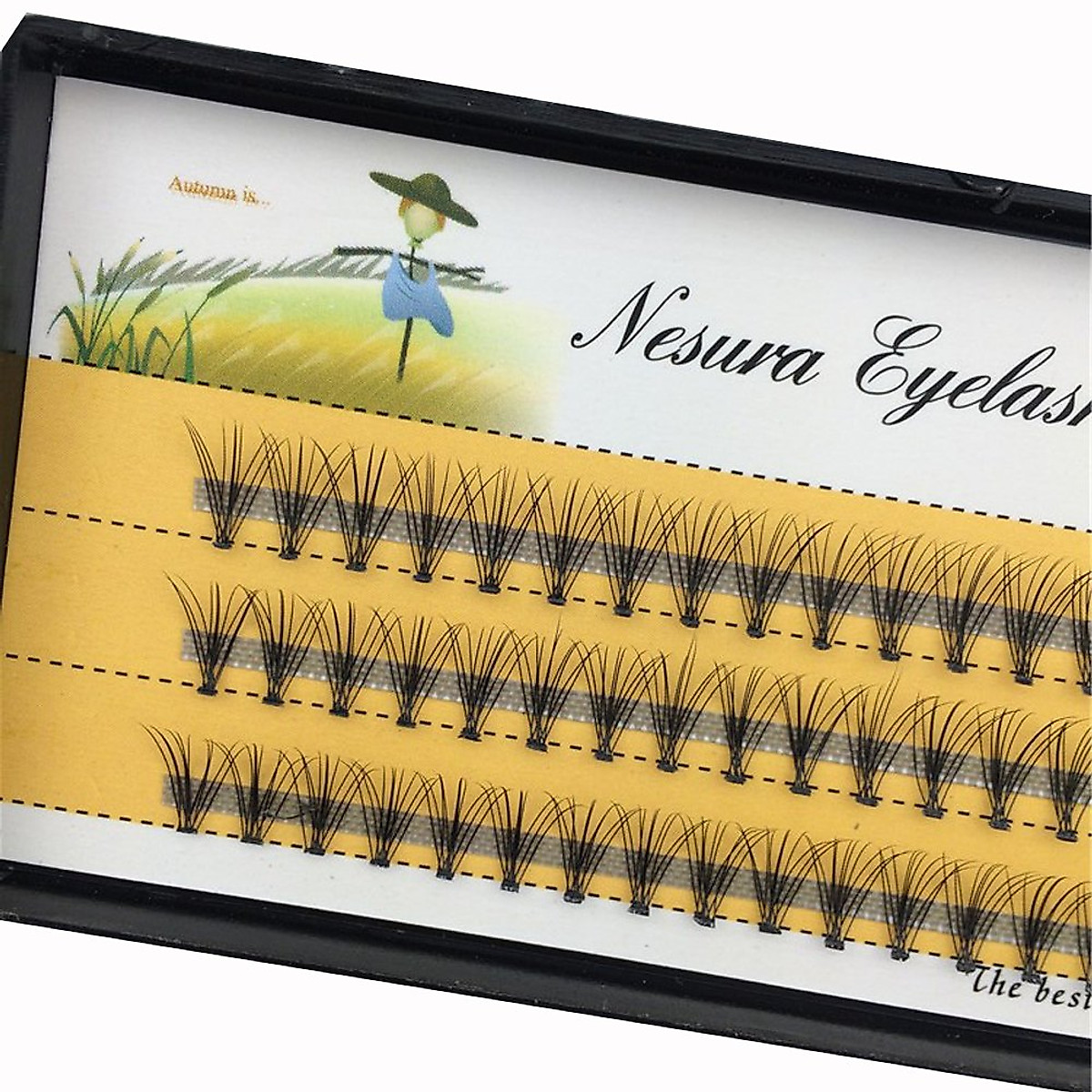 BODERMINCER 10D 60pcs Black Handmade False Eyelashes Natural Long Individual Eyelashes Extension Fake Lashes Makeup Beauty Cosmetic (12mm)