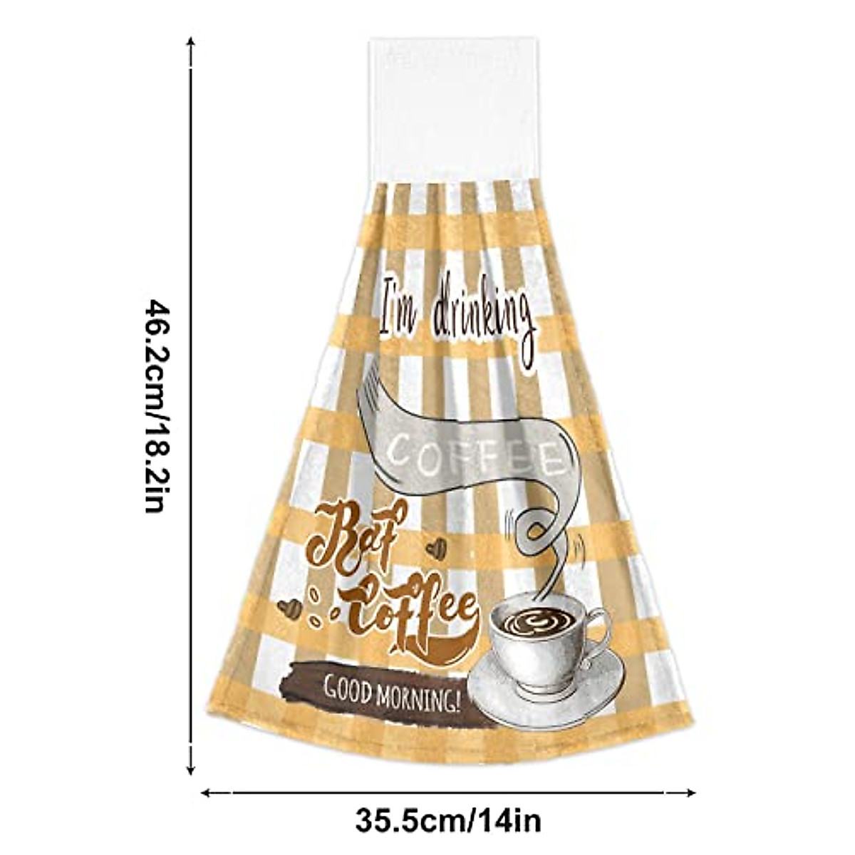 Coffee Hand Towels Set 2 Pcs Fashion Absorbent Dish Cloth Tie Towel Soft Dry Towel for Bathroom Kitchen Home Decor 18.2 L x 14 W