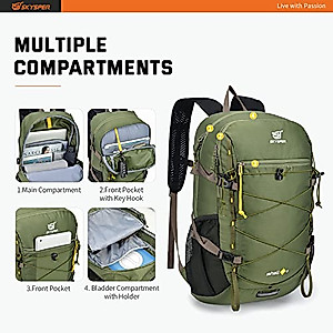 SKYSPER Packable Hiking Backpack 30L Lightweight Daypack Travel Backpacks for Women Men（Green）