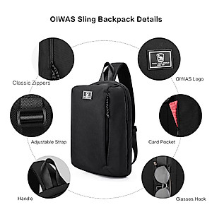 OIWAS One Strap Backpack Men - 14 Inch Sling Bag Boys Single Strap Backpack Lightweight Women Large Crossbody Shoulder Bag