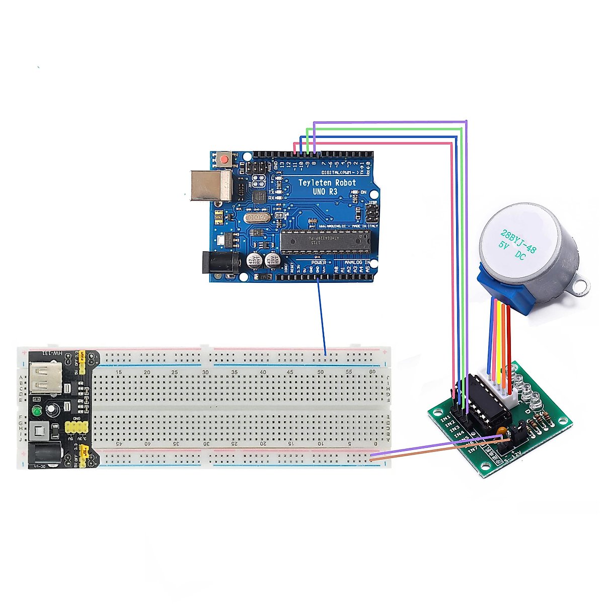 Teyleten Robot 5pcs ULN2003 28BYJ 48 5V 4-Phase Stepper Motor with 5V Stepper Drive Board for Arduino PI PIC Raspberry Pi