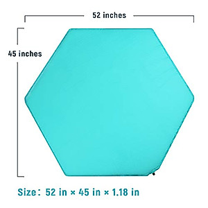 Minnebaby Hexagon Playpen Mat Compatible with Graco Traveler Playard & Regalo Play Yard, Self Inflating Playard Pad, Comfortable and Portable Playmat with Carrying Bag - Blue