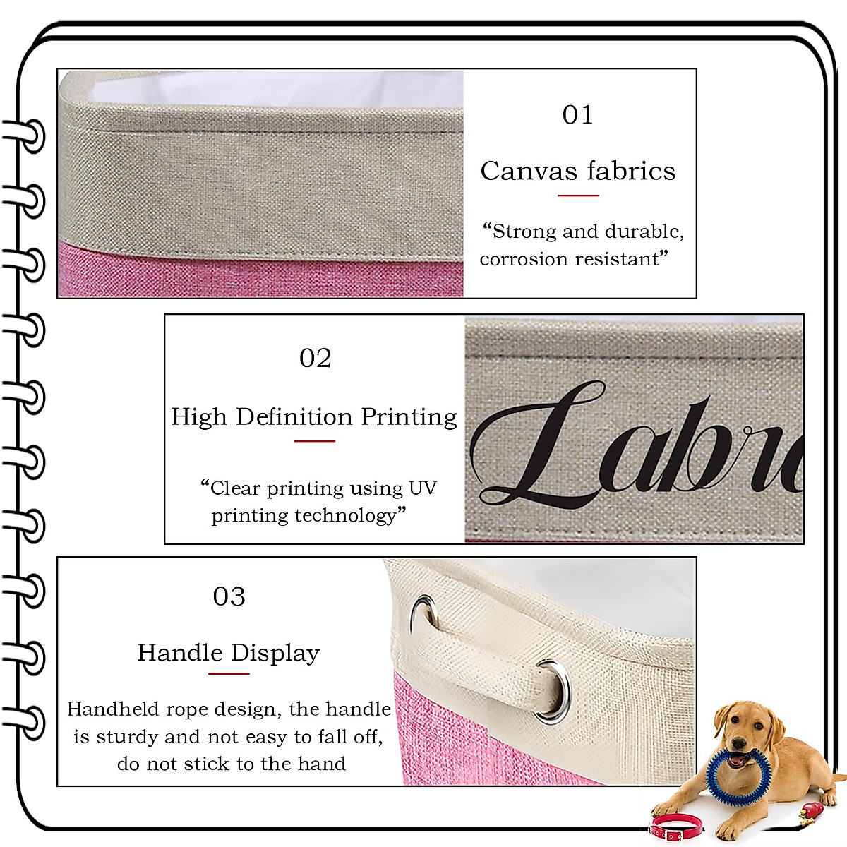 generic Custom Pet Toy Organizer Personalized Pet Folding Storage Basket Stores Dog Toys Dog Blankets & Clothes (dark brown)…