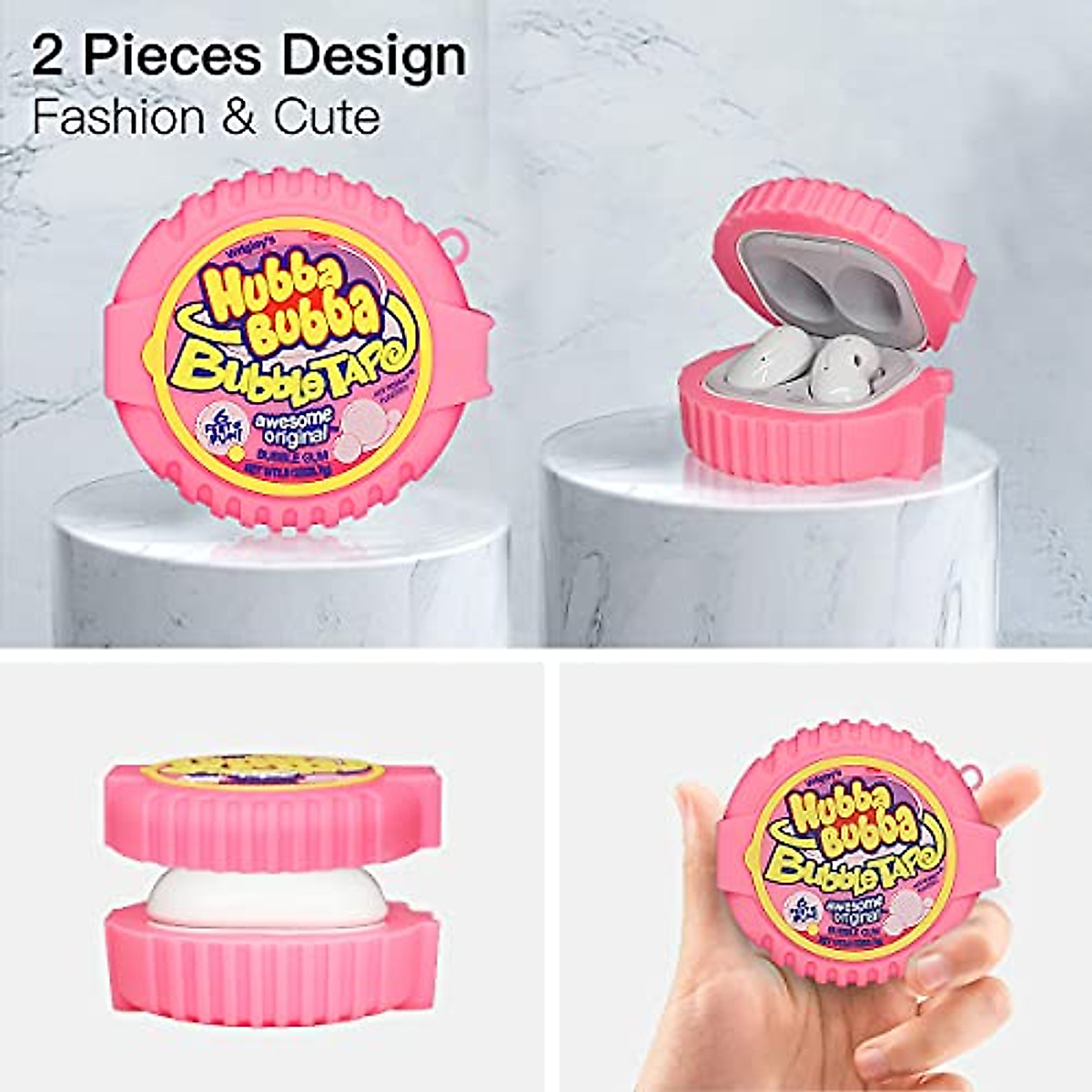 for Galaxy Buds Live/Galaxy Buds Pro Case Cover (2021), AIBEAMER Shockproof Silicone Protective Cute Cover 3D Cartoon Anime Design for Samsung Galaxy Buds 2(2021) Charging Case (Bubble Gum Case)