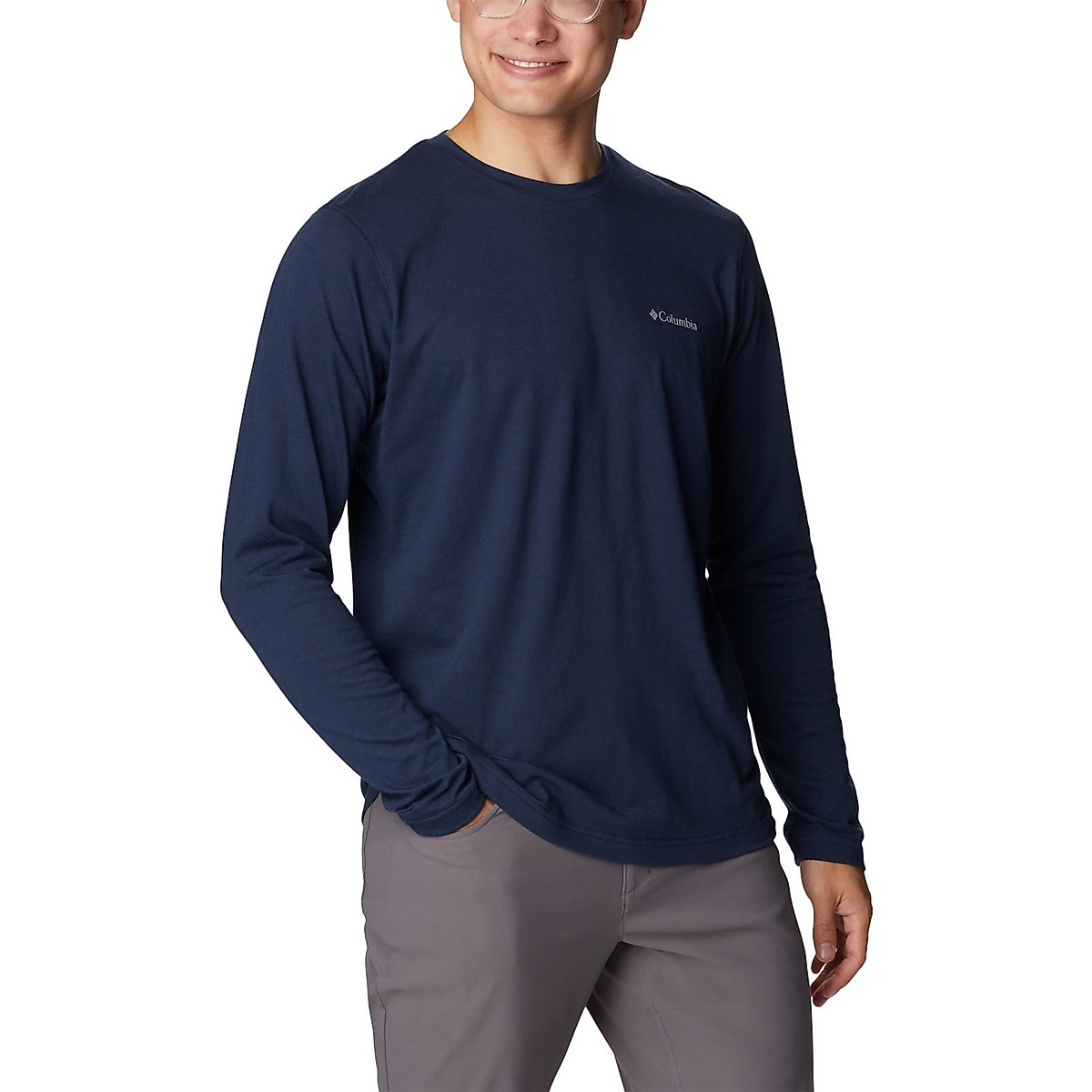 Columbia Men's Thistletown Hills Long Sleeve Crew, Collegiate Navy Heather, XX-Large